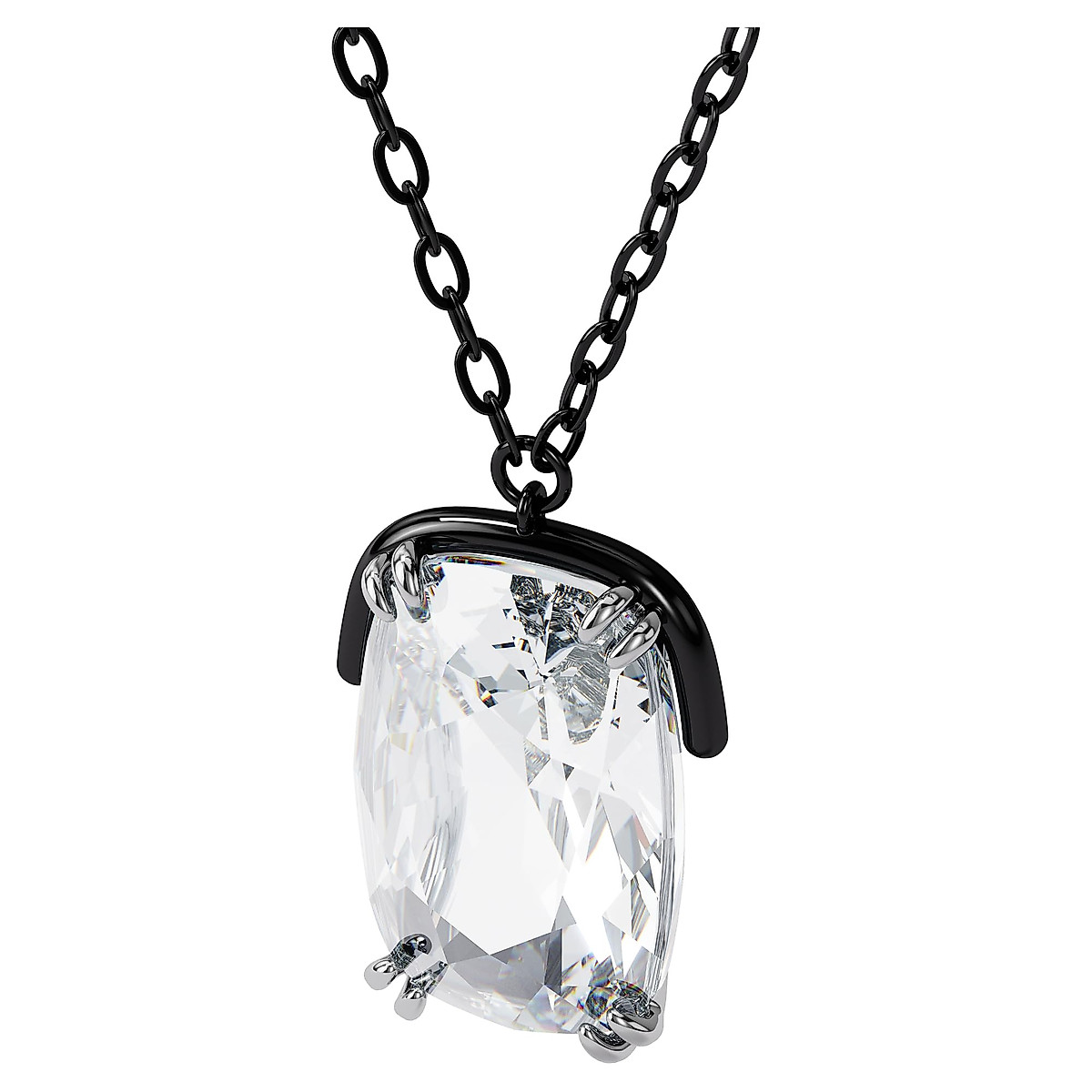 SWAROVSKI Harmonia Pendant Necklace, Large Clear Cushion-Cut Crystal with a Long Mixed Metal Chain, Part of The Harmonia Collection
