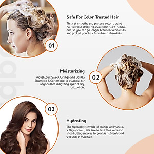 Aquableu Sweet Orange Vanilla Shampoo & Conditioner Set – Natural Moisturizing, For Dry & Damaged Hair – Sulfate & Paraben Free – For Colour Treated Hair – 16oz