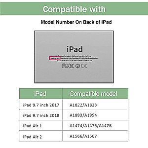 Hoidokly iPad 6th / 5th Generation 9.7 inch Case (2018/2017), iPad Air 2 & 1 9.7 Inch (2014/2013) Case with TPU Shockproof Back Cover [Built-in Pencil Holder, Auto Sleep/Wake] - Matcha Green