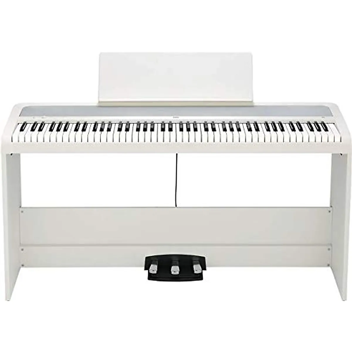 Korg B2SP Digital Piano - White Bundle with Furniture Stand, Three-Pedal Unit, Bench, Instructional Book, Austin Bazaar Instructional DVD, and Polishing Cloth