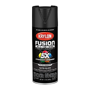 Krylon K02732007 Fusion All-In-One Spray Paint for Indoor/Outdoor Use, Satin Black 12 Ounce (Pack of 1)
