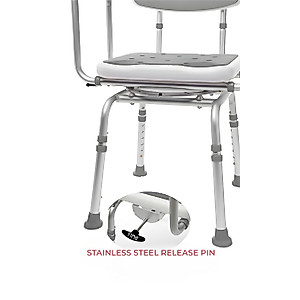 MOBB Premium Bathroom Swivel Shower Chair Bath Bench with Back, 360 Degree Swivel Seat with Locking Mechanism