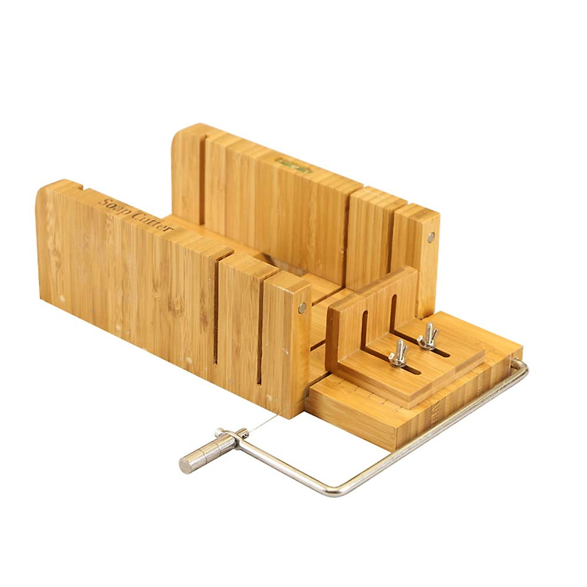 Pure Vie Multi-function Practical Adjustable Bamboo Soap Making Kit + Stainless Steel Beveler Planer Wire Slicer for Making Loaf Soap Cheese DIY Cutting Making -Handmade Craft Soap Making Kitchen Tool