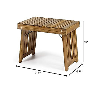 Christopher Knight Home Hilton Outdoor Acacia Wood Folding Side Table, Teak Finish