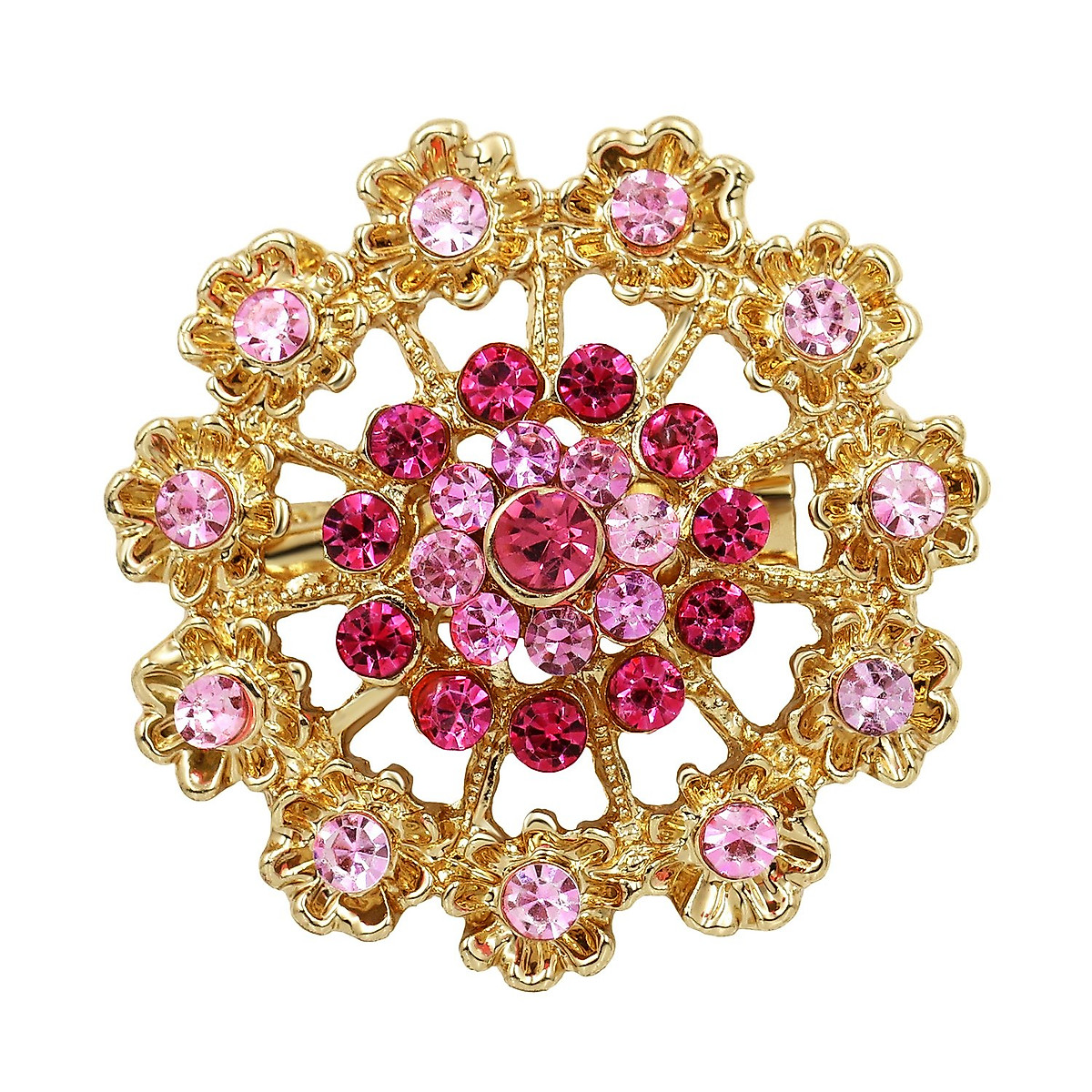 Lot 24pc Mixed Color Rhinestone Crystal Flower Brooches Pins