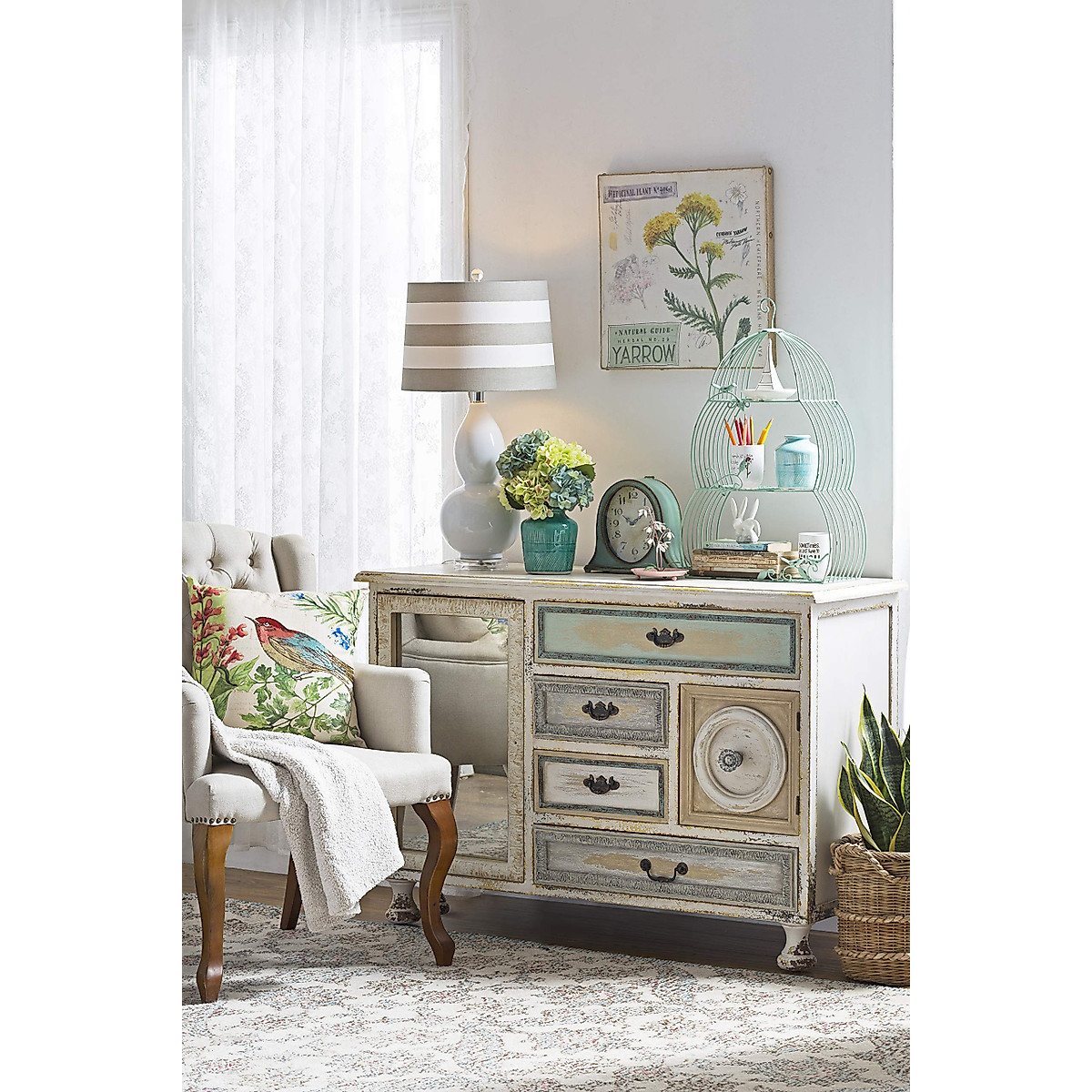 Creative Co-Op Metal Mantel Clock with Aqua Finish