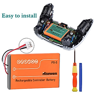 Hisewen PS5 Controller Battery, Upgraded 3980mAh LIP1708 PS5 Battery Pack for Sony Playstation 5 PS5 DualSense CFI-ZCT1W Wireless Controller