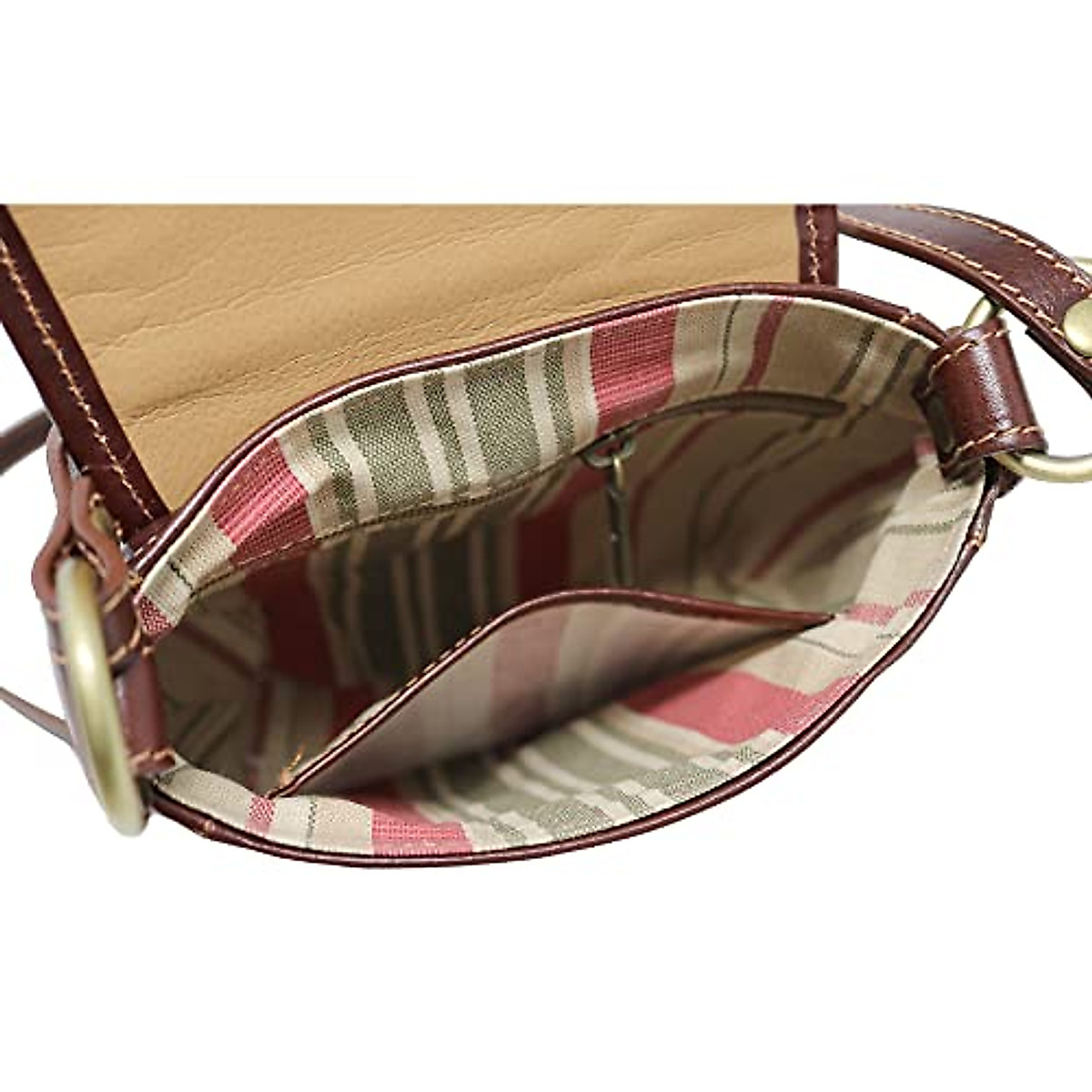 Floto Venezia Women's Saddle Bag Crossbody Shoulder Bag Handbag (Vecchio Brown)