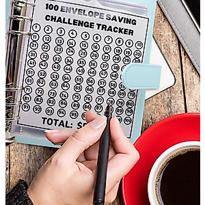 YiYLunneo 100 Envelope Challenge Binder,Easy & Fun Way to Save $5,050,Budget Binder Savings Challenge Book,Savings Challenges Budget Book Binder,Budget Planner Book for Budgeting (Color : Blue)