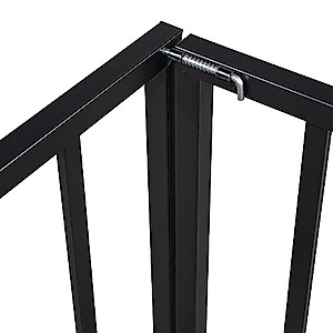 SIYSNKSI Queen Size Floor Bed with Fence and Door, Metal Floor Bed Frame, Montessori Bed Platform Bed Frame for Kids Boys Girls, Easy Assembly (Black + Metal-1)