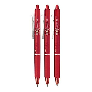 Pilot FriXion Ball Clicker Retractable Erasable Gel Pen, Fine Point, 0.7mm, Red Ink, 3 Count