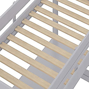 DHP Dorel Living Harlan Wood Bed with Ladder and GuardRail, Twin, Gray Loft