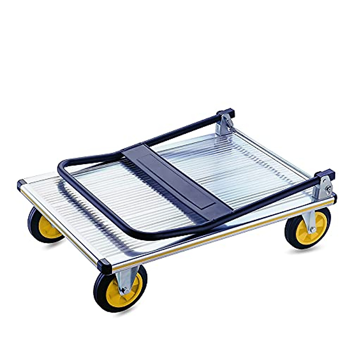 Generic Platform Hand Truck Folding Platform Truck Aluminum Alloy Hand Cart with Wheels and Foldable Handle Push Trolley for Luggage Parcel Tools Moving Push Dolly for Loading (Size : 91 * 60) (74 *