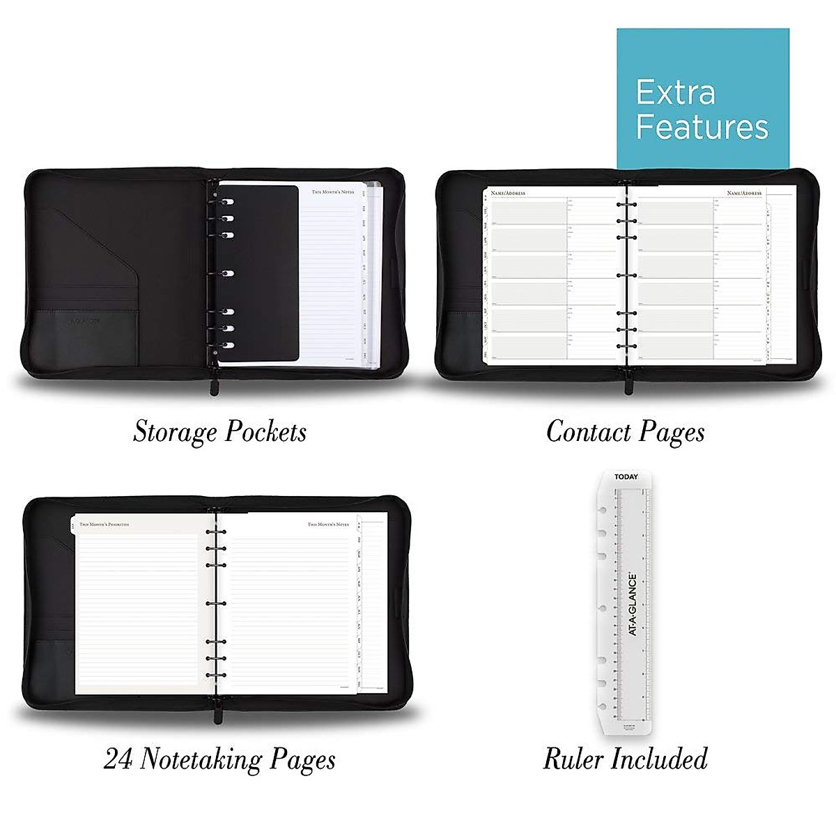 AT-A-GLANCE Genuine Leather Undated Starter Set, Folio Size, Black (038-0540-05)