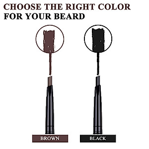 Beard Pencil Filler for Men - Water Resistance, Sweat Proof, Long Lasting & Natural Finish barber Pencil, Mustache Repair Shape, Two Pencil Replacement Tip(BLACK)