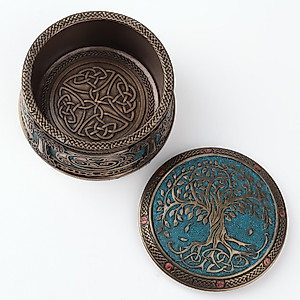 Veronese Design 4 Inch Spiritual Tree of Life Cold Cast Resin Bronze Finish Trinket Jewelry Box