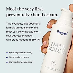 Supergoop! Handscreen SPF 40 - 1 fl oz, Pack of 2 - Preventative Hand Cream for Dry Cracked Hands - Fast-Absorbing, Non-Greasy Formula - With Sea Buckthorn, Antioxidants & Natural Oils