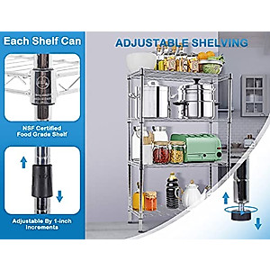 Storage Shelves, 4-Tier Heavy Duty Kitchen Shelves, NSF Certified Height Adjustable Metal Shelf Organizer for Laundry Bathroom Kitchen Office Pantry Organization 1000 LBS Capacity 36"Lx14"Wx54"H