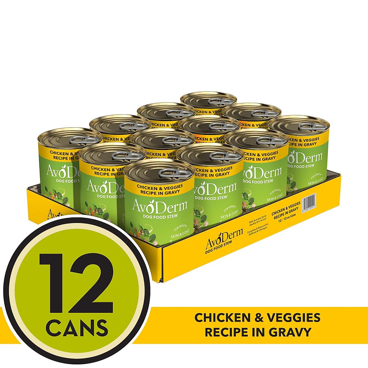 AvoDerm Chicken with Vegetables Stew Recipe for Dogs 13oz, case of 12 cans