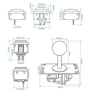 SJ@JX Arcade Game Controller Button Microswitch 8 Way Joystick Zero Delay USB Encoder Cable Stick DIY Kit for PC MAME Retropie Raspberry Pi