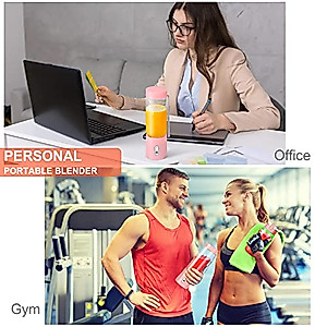 Portable Blender, Blender for Shakes and Smoothies, Personal Blender, battery operated blender, 500ml double cups with Interchangeable Lids with 6 Blades for Kitchen Breakfast ,Traveling, Outdoor, Gym, Office