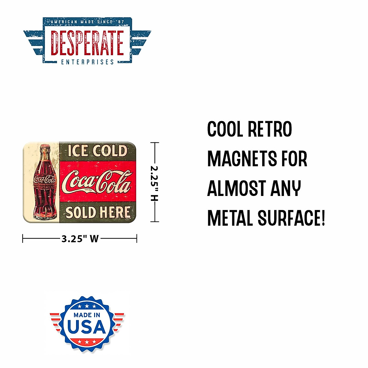 Desperate Enterprises 1916 Ice Cold Coca-Cola Refrigerator Magnet - Funny Magnets for Office, Home & School - Made in The USA