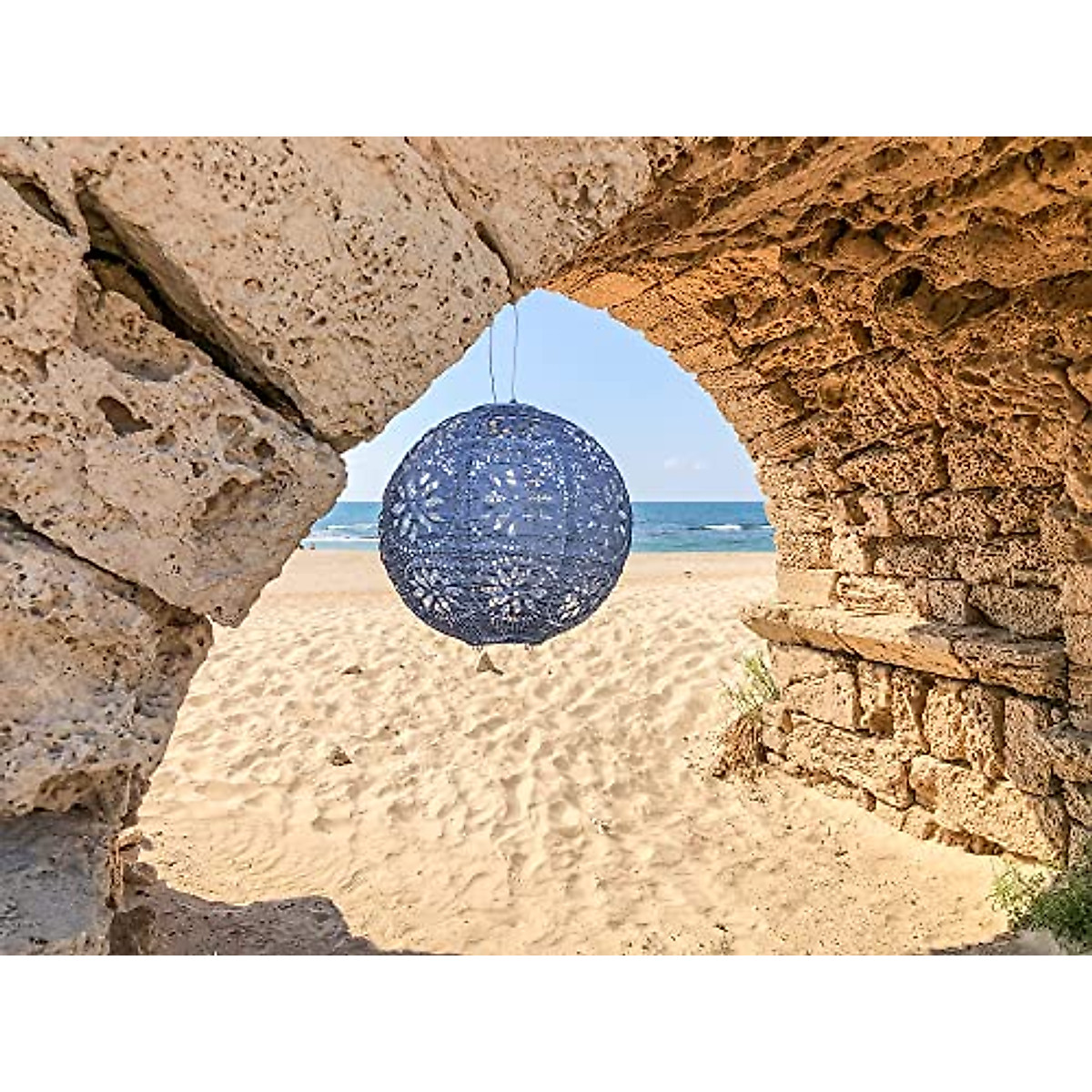 Allsop  31836 Home Soji Stella Boho LED Outdoor Solar Lantern, Handmade with Weather-Resistant UV Rated Tyvek Fabric, Stainless Steel Hardware, for Patio, Deck, Garden, 12X12