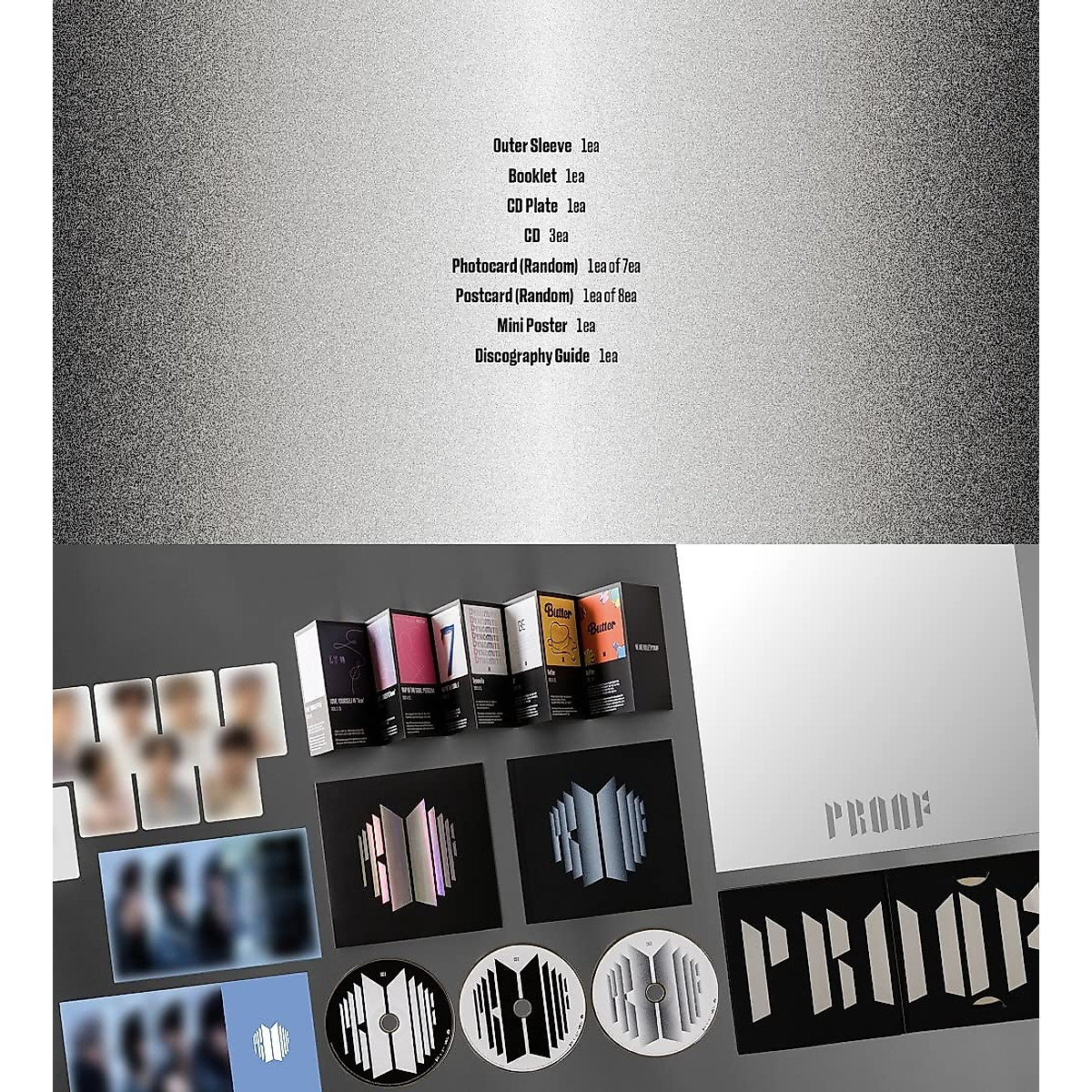 Dreamus BTS BANGTAN BOYS - Proof Compact Edition [BTS Anthology Album] 3CD+Extra Photocards Set, Black, 154 x 153 x 15 mm (BHE0117)
