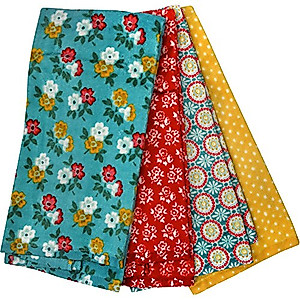 The Pioneer Woman Spring Floral Kitchen Towel Set, 4pk, Print,Red, Teal, Yellow, White, Blue, Green