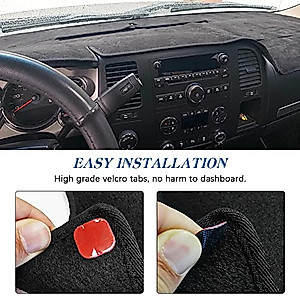 KEDAKEJI Black Dashboard Dash Board Cover Mat Carpet Compatible with 2007-2013 Chevrolet Silverado GMC Sierra