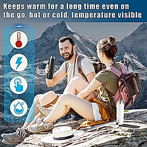 2 Pcs Smart Water Bottles with Digital Temperature Display Coffee Tea Infuser Bottle LED Thermal Cup Double Walled Vacuum Insulated Stainless Steel Flask Leak Proof Travel Mug Keep Warm (Black, White)