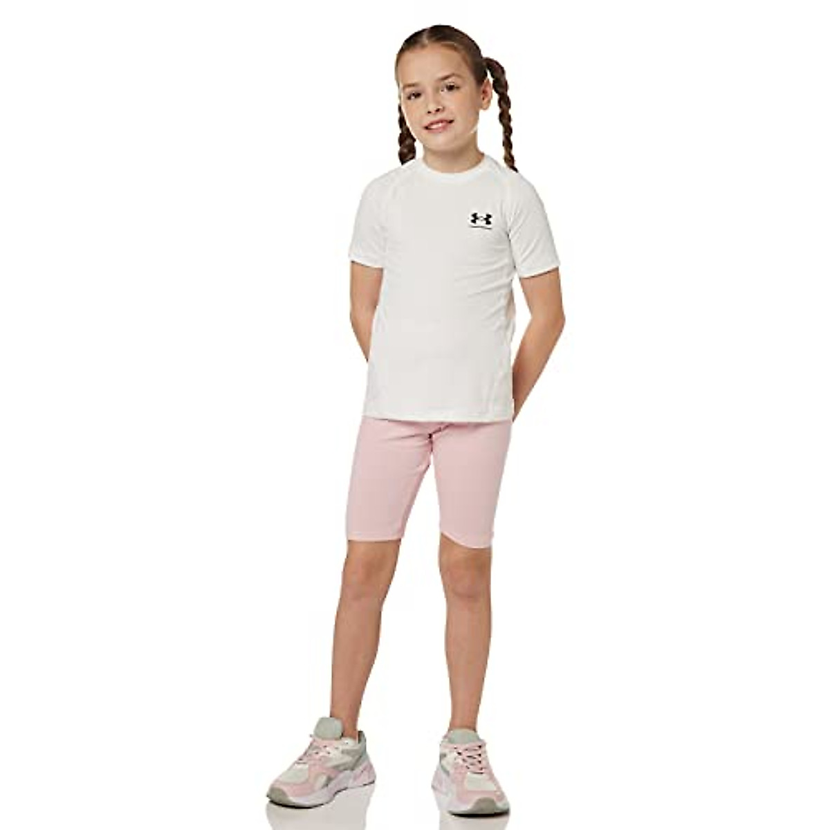 Under Armour Boys HeatGear Armour Short-Sleeve T-Shirt , White (100)/Black , Medium