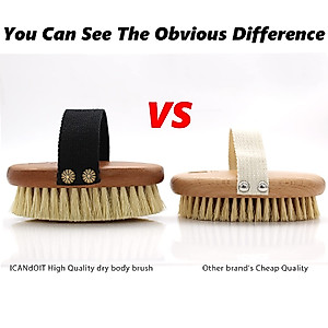 ICANdOIT Dry Brushing Body Brush-Stiff Sisal Bristles Dry Skin Brush,Exfoliating Massage Brush for Cellulite and Lymphatic,Improve Circulation,Stop Ingrown Hairs,Reduce Acne,Soften Skin