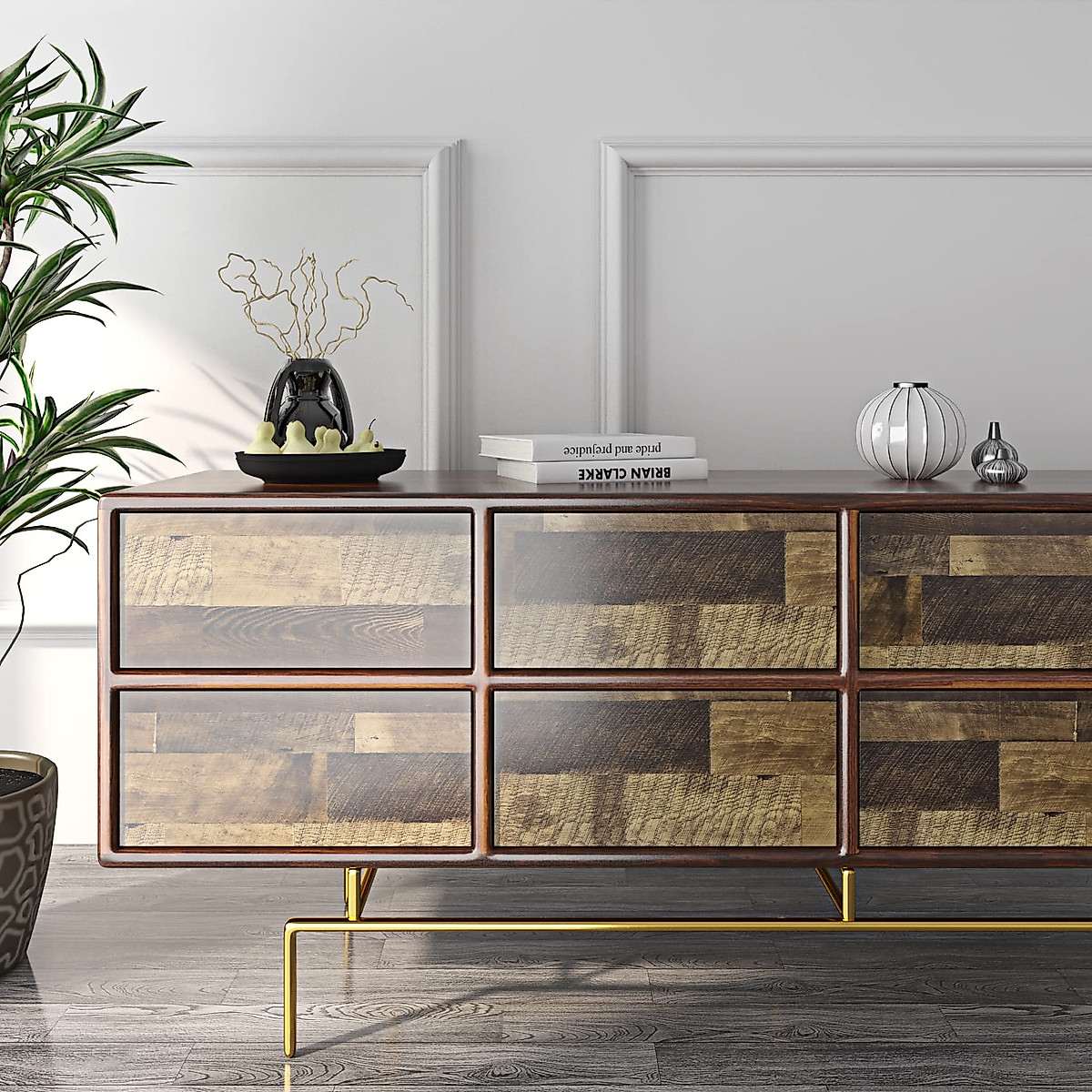 Livelynine 15.8x394 Wood Floor Contact Paper Waterproof Peel and Stick Wood Adhesive Paper for Furniture Desk Table Kitchen Countertop Covers Stick on Accent Wall Panels Rustic Vinyl Flooring Roll