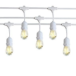 NIOSTA 24Ft Outdoor Hanging String Lights with 12 Dimmable LED Vintage Bulbs, Commercial Grade Weatherproof Strand for Market Cafe Bistro Patio Party Tent Porch Garden, White Cord