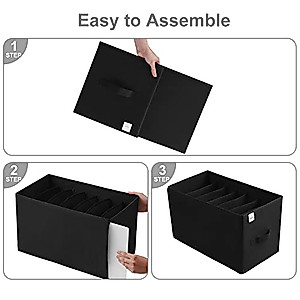 Coorganisers 2 PCS Sweater Wardrobe Clothes Organizer,Washable Clothes Organizer for Folded Clothes with PP Board Handle,7 Grids Closet Organizers and Storage Box for Jeans,Pants,Sweater,Jacket