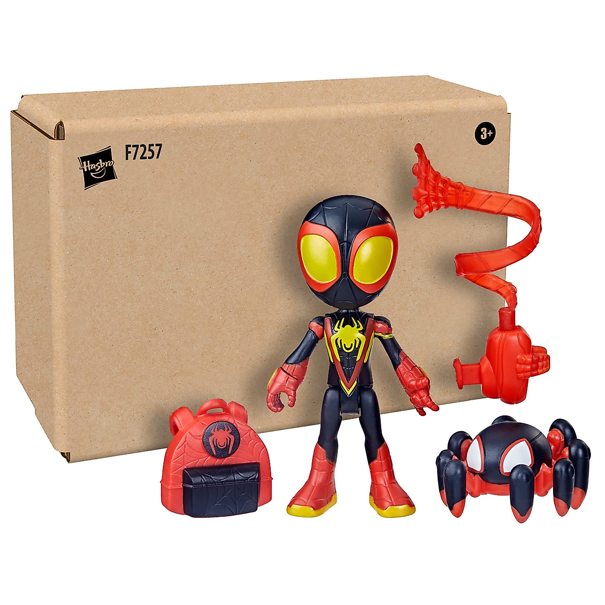 Spidey and His Amazing Friends Web-Spinners Miles Morales Spider-Man 4-Inch Figure with Accessories, Web-Spinning Accessory, Marvel Toys for Kids, Small