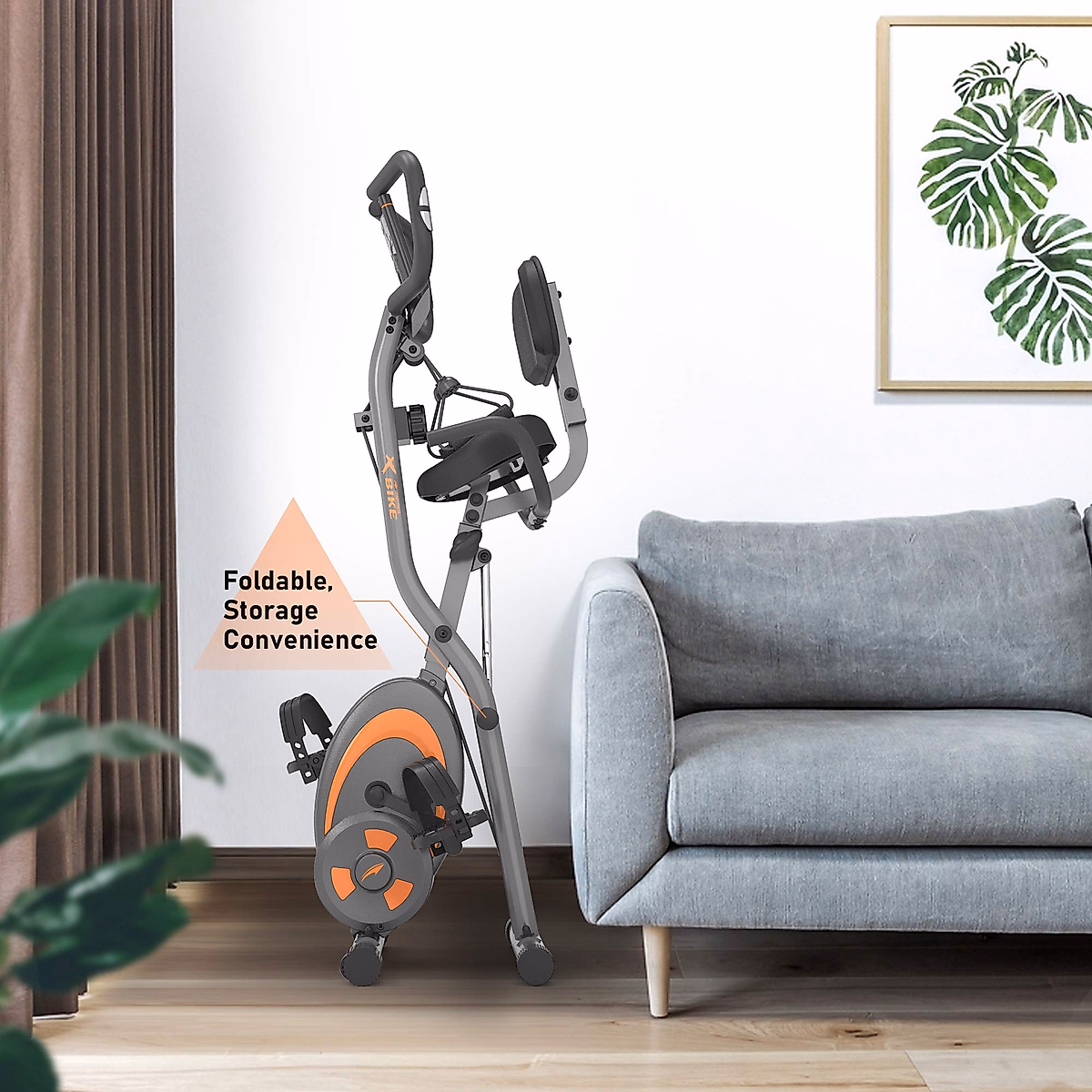 leikefitness Folding Stationary Bike Recumbent Exercise Bike w/Arm Resistance Bands-Pulse Sensor-LCD Monitor and Easy to Assemble Indoor Cycling Bike 2280 (GREY)