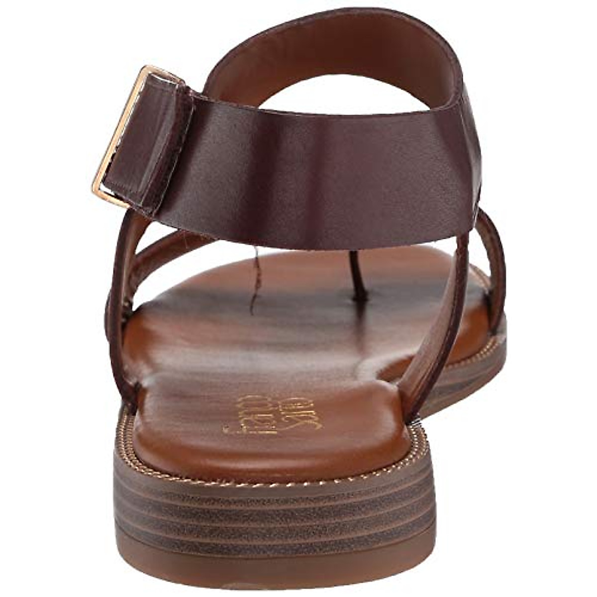 Franco Sarto Womens Glenni Ankle Strap Flat Sandals, Dark Brown, 8.5