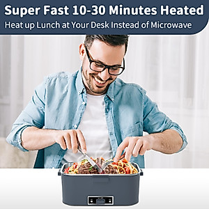 IFENROL Electric Heated Lunch Box for Adults, 100W 3-IN-1 1.8L Heated Lunch Box for Men Portable with Double Layer 2 Container, Fast Heating Food Warmer,12V/24V/110V for Car Truck Office Home Travel