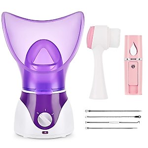 Facial Steamer for Face Nano Facial Mister Sprayer Set, Face Steamer for Facial Deep Cleaning, Portable Mini Face Steamer for Clogged Pore, Sinuses (Include Blackhead Remover Kit, Brush)