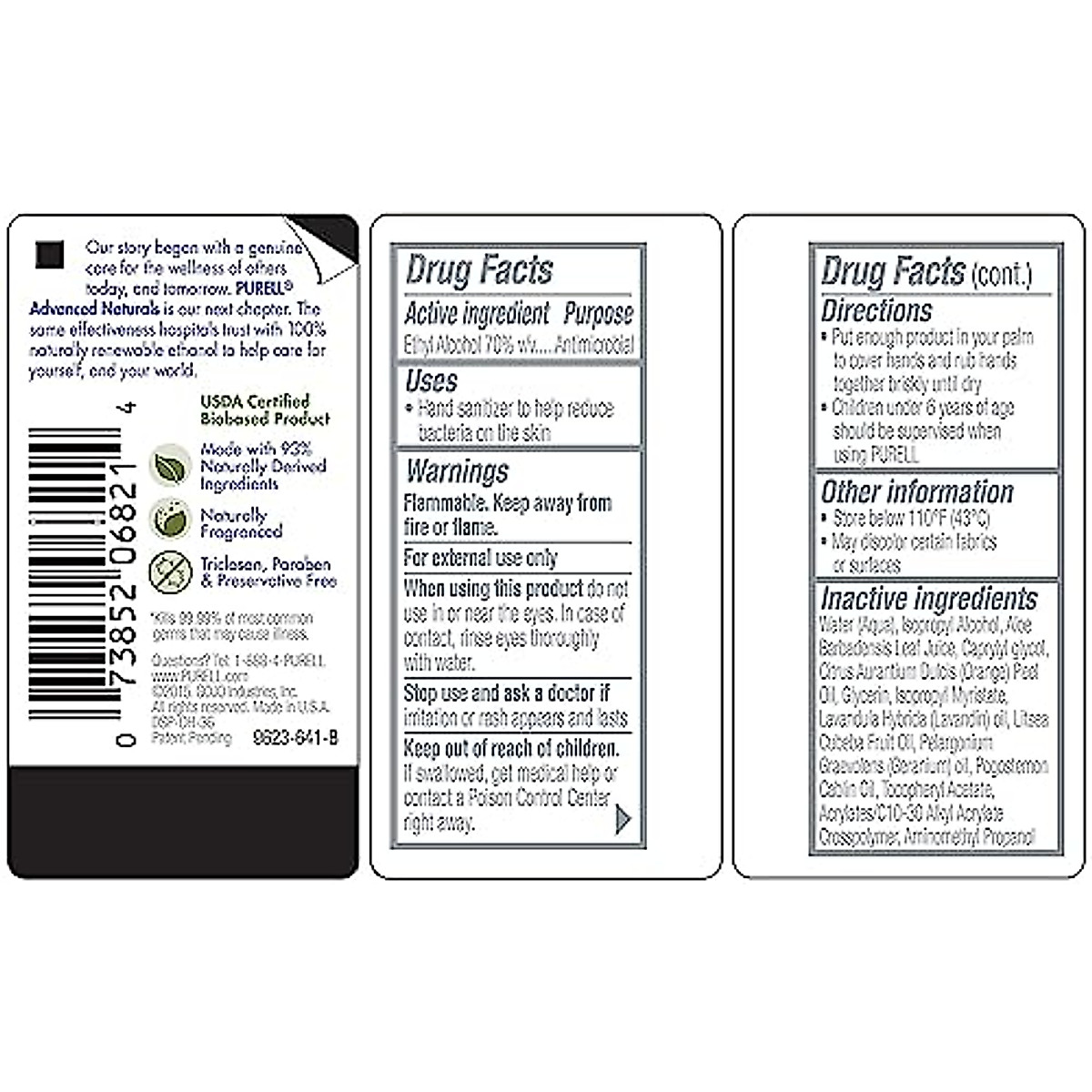 Purell Advanced Hand Sanitizer Naturals with Plant Based Alcohol, Citrus scent, 2 Fl Oz Travel Size Pump Bottle (Pack of 6), 9623-04-EC