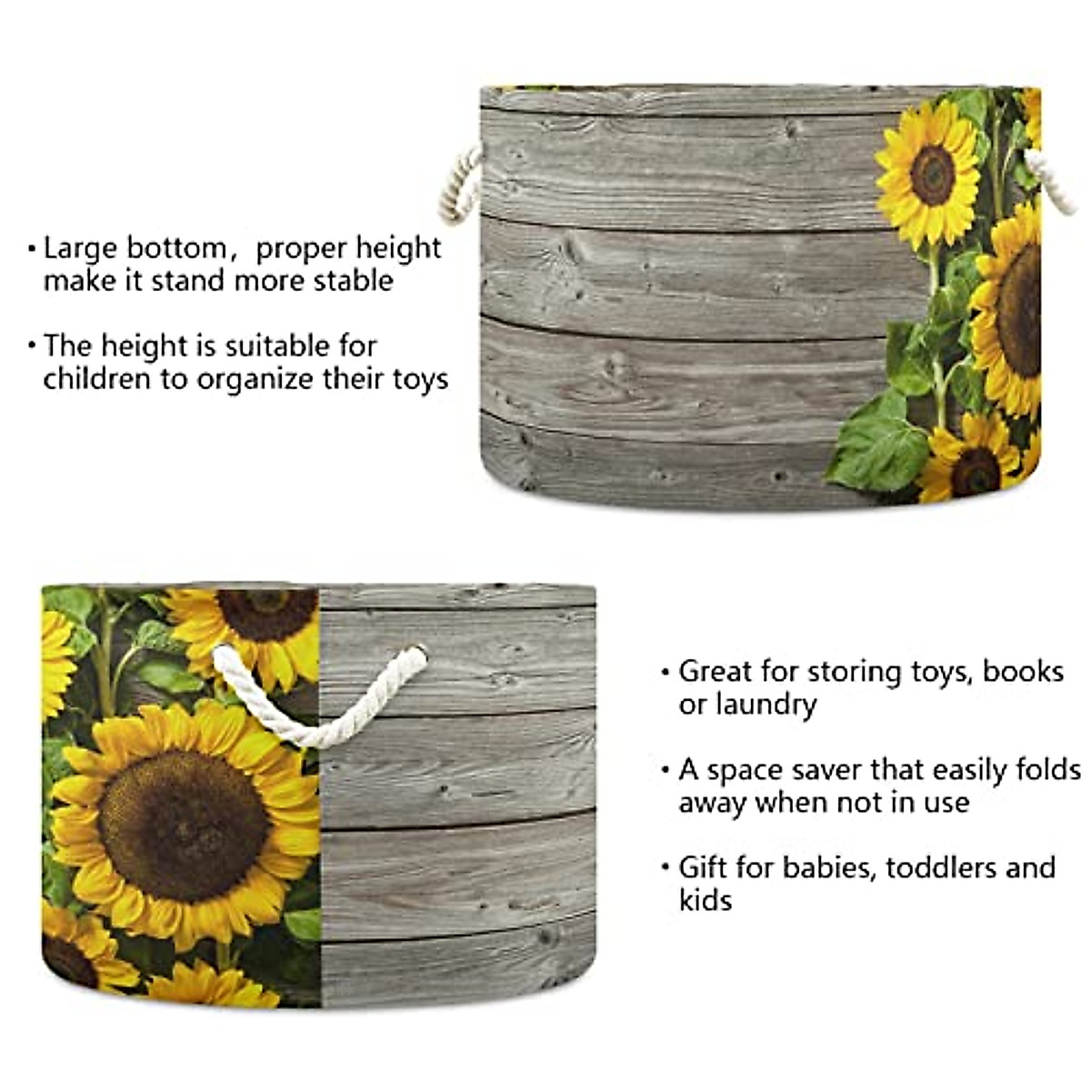 xigua Cotton Rope Basket Sunflower Board Baby Laundry Basket Blanket Kids Toy Storage Basket Glove Box