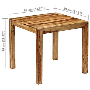 YPWRENH Coffee Table Farmhouse End Tables Dining Table Solid Sheesham Wood 32.3"x31.5"x29.9" for Dining Room, Kitchen or Living Room