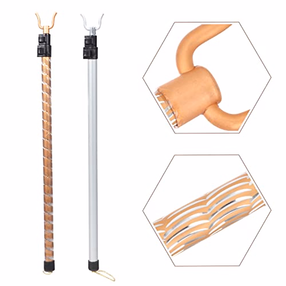 DECHOUS Outdoor Curtains 2pcs Adjustable Hanger Retriever Clothes Drying Pole Garment Reaching Hook Dressing Stick Retractable Rods (As Shown) Toilet Paper Holder