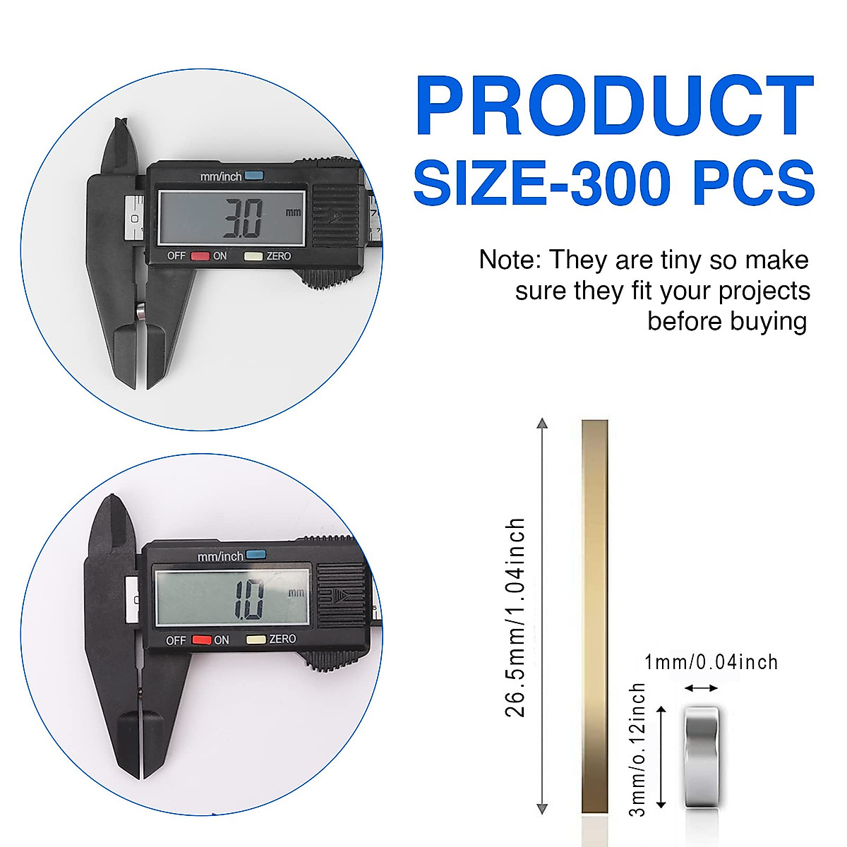 TRYMAG Magnets, 3x1 300Pcs Tiny Magnets Mini Magnets Small Round Disc Office Magnets for Fridge, Whiteboard, Billboard, Hobbies, Dry Erase Board