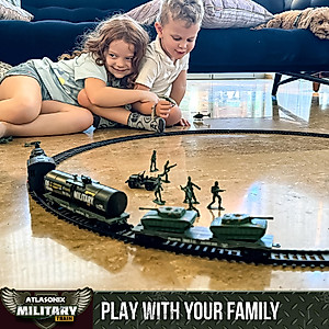 USA Electric Train Set for Kids Ages 3-8 - Military Toy Polar Train Model with Helicopter, Tank, Soldiers & Tracks for Boys - Fun Birthday Toy for Ages 4-7