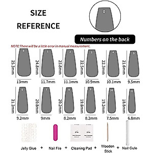 Dr Comfy Long French Press on Nails Coffin, Brown Ballerina Fake Nails with Leopard Print Design, Full Cover Acrylic False Nails for Women and Girls 24PCS…