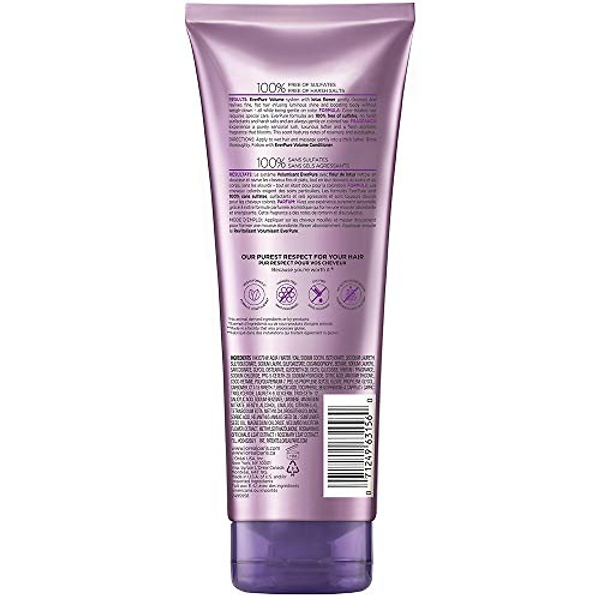 L'Oreal Paris EverPure Volume Sulfate Free Shampoo for Color-Treated Hair, Volume + Shine for Fine, Flat Hair, with Lotus Flower, 11 Fl; Oz (Packaging May Vary)