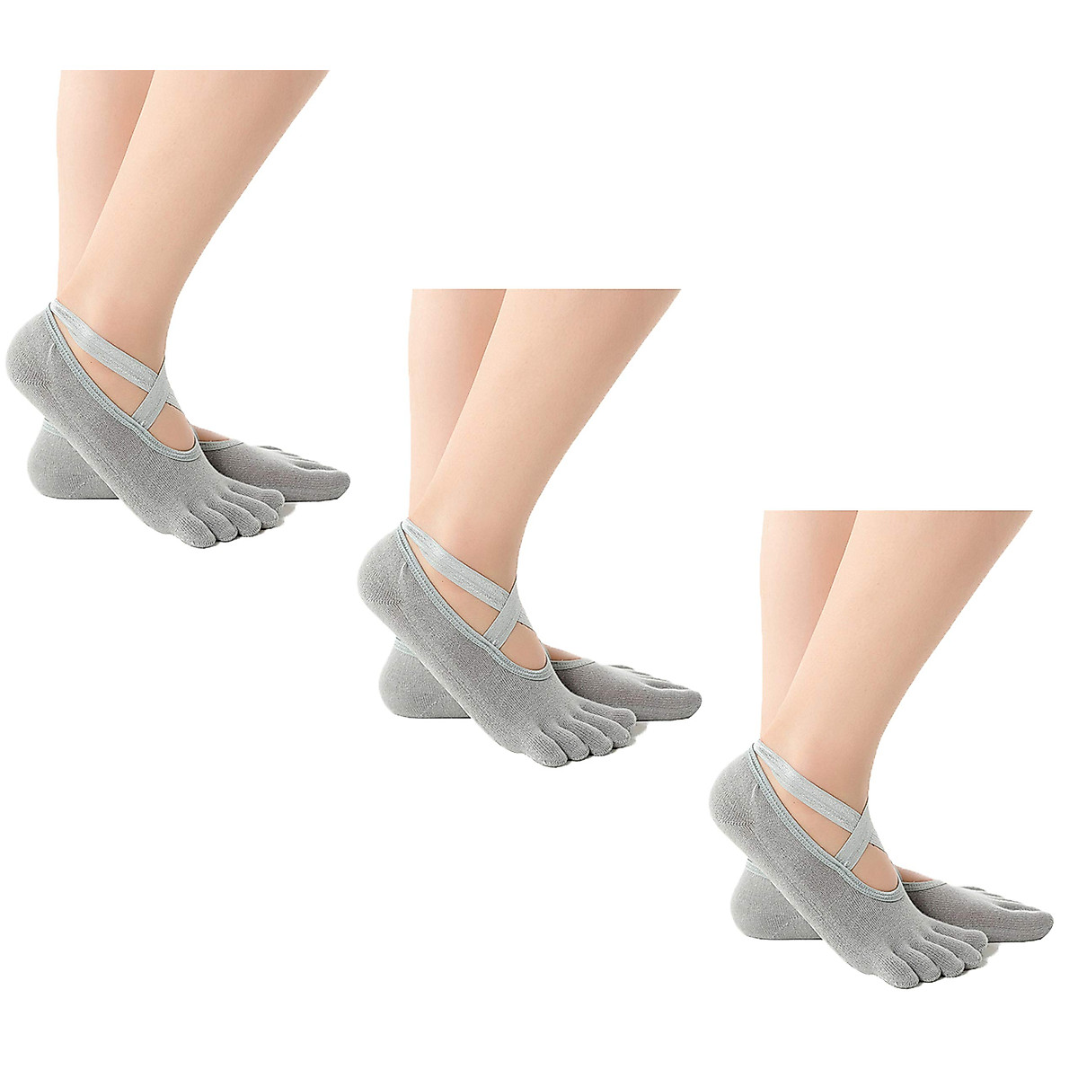 CASAGOOD Female Sports Socks Yoga Socks Women Full Toes Socks Yoga Women/Girls for Pilates, Pure Barre, Ballet, Dance, Barefoot Workout (Gray)